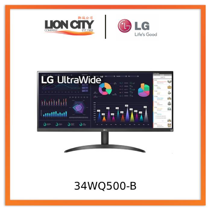 LG 34WQ500-B UltraWide™ 34" FHD IPS Display Monitor - Lion City Company