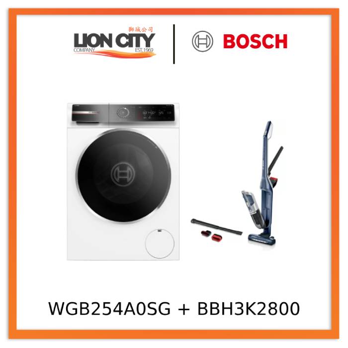 Bosch WGB254A0SG Series 8 10KG Front Load Washer + Bosch BBH3K2800 Han ...