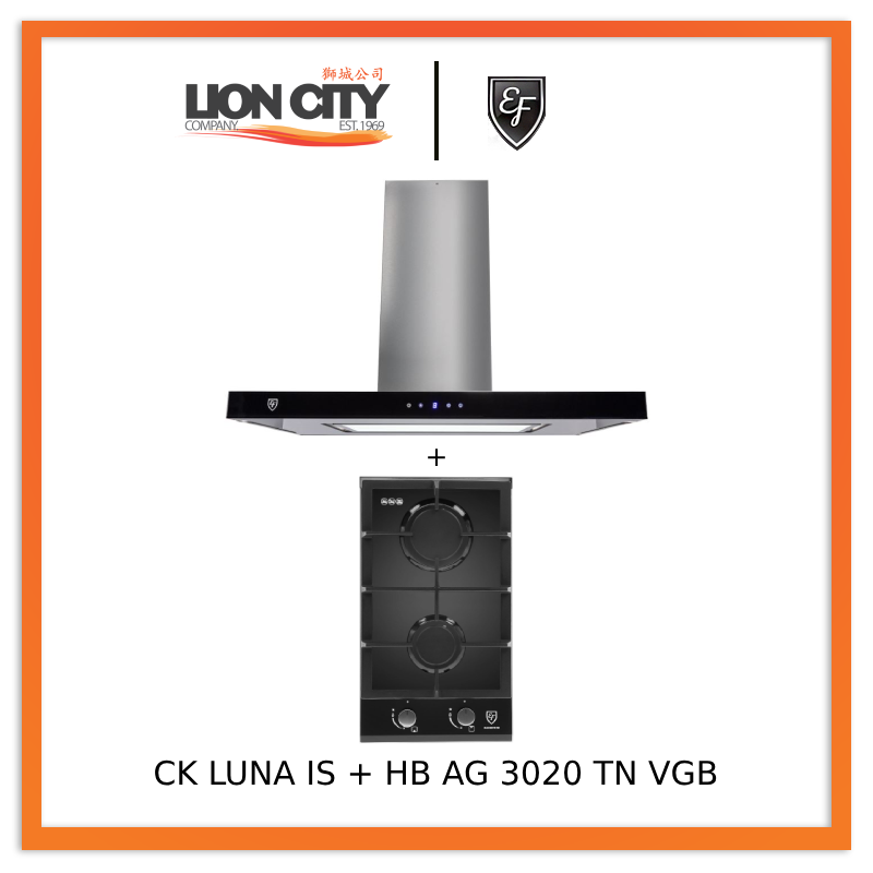EF CK LUNA IS 90cm Island Hood + EF HB AG 3020 TN VGB Built-in Hob HBA ...