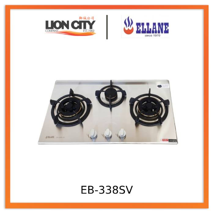 Ellane EB-338SV 3 Burner Stainless Steel Gas Hobs - Lion City Company