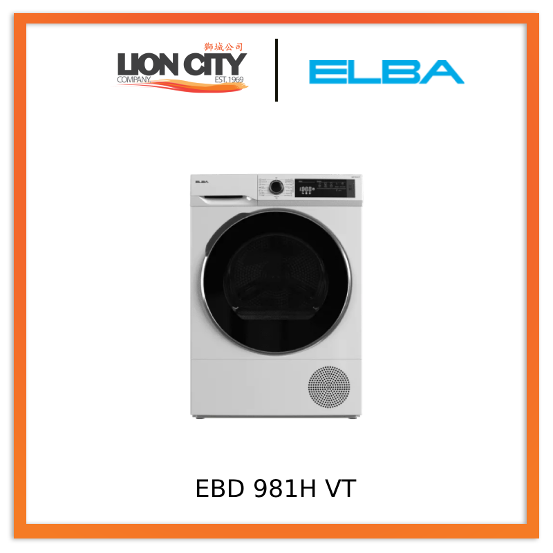 Elba EBD 981H VT 9Kg Heat Pump Dryer - Lion City Company