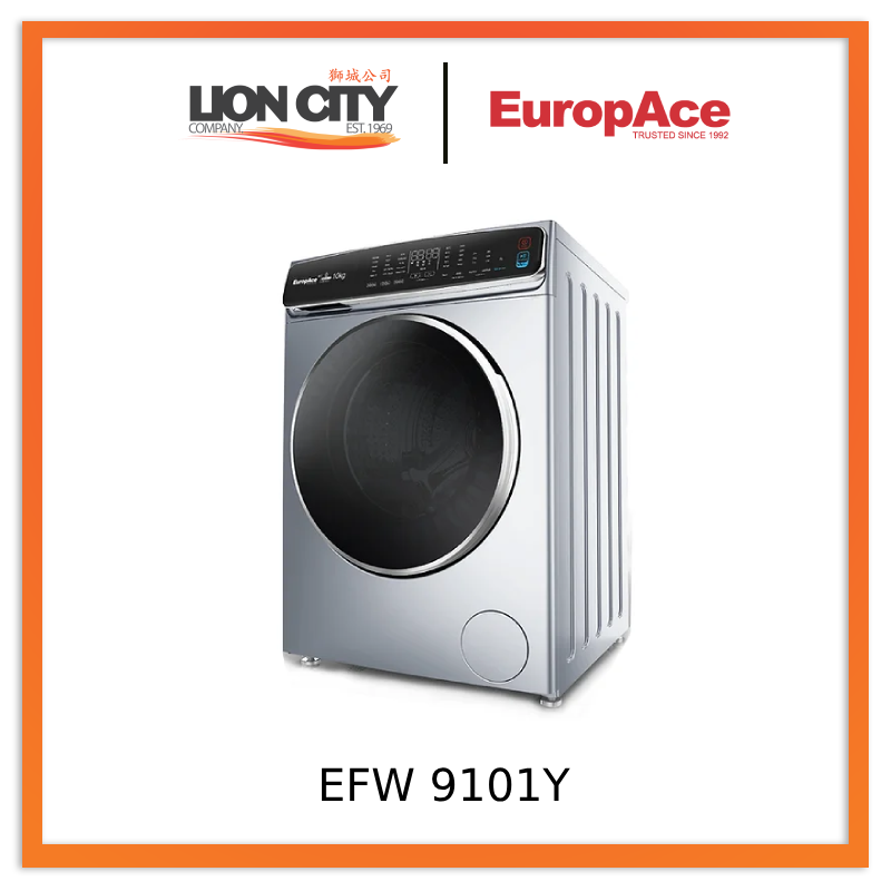 EuropAce EFW 9101Y 10KG Front Load Washing Machine - Lion City Company