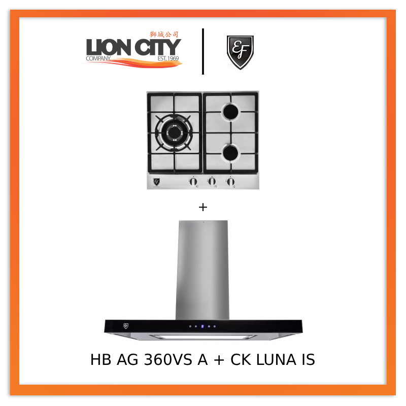 EF CK LUNA IS 90cm Island Hood + EF HB AG 360VS A 58cm Built-in Hob ...