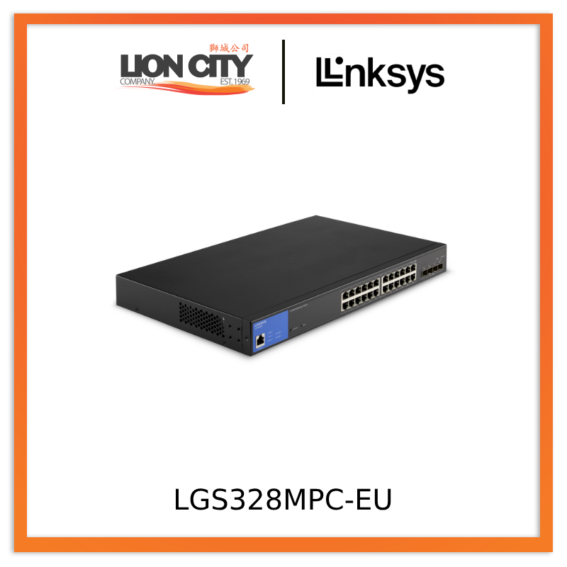 Linksys LGS328MPC-EU 24-Port Managed Gigabit PoE+ Switch with 4 10G SF ...