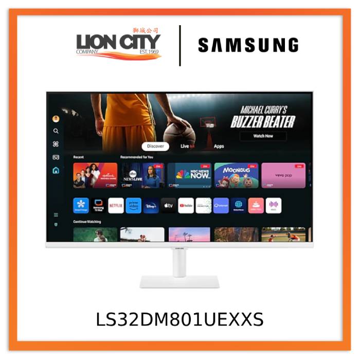 Samsung LS32DM801UEXXS 32" Smart Monitor M8 M80D UHD White - Lion City ...