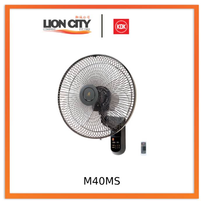 KDK M40MS Black/Grey 40cm Wall Fan w/Remote Control - Lion City Company