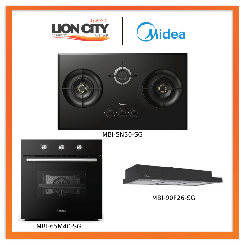 Midea (3 IN 1 Bundle Deal) Built-in Hob MBI-SN30-SG(GL) + Hood MBI-90F ...