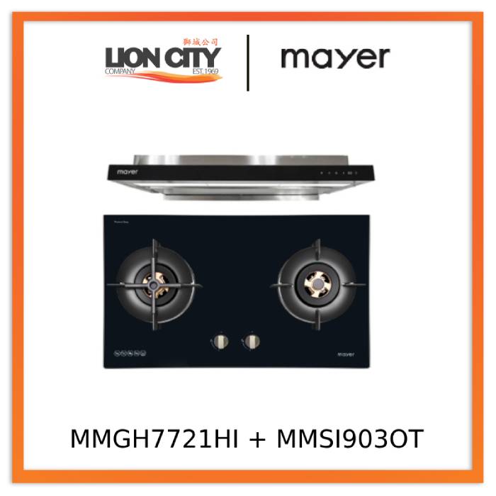 Mayer MMGH7721HI 76cm 2 Burner Glass Gas Hob + MMSI903OT Cm Semi-integ ...