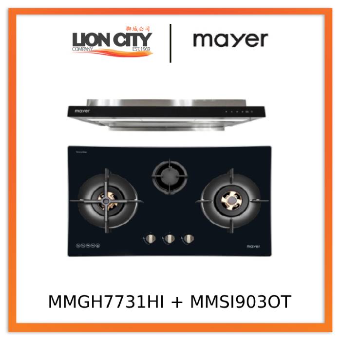 Mayer MMGH7731HI 76cm 3 Burner Glass Gas Hob + MMSI903OT Cm Semi-integ ...