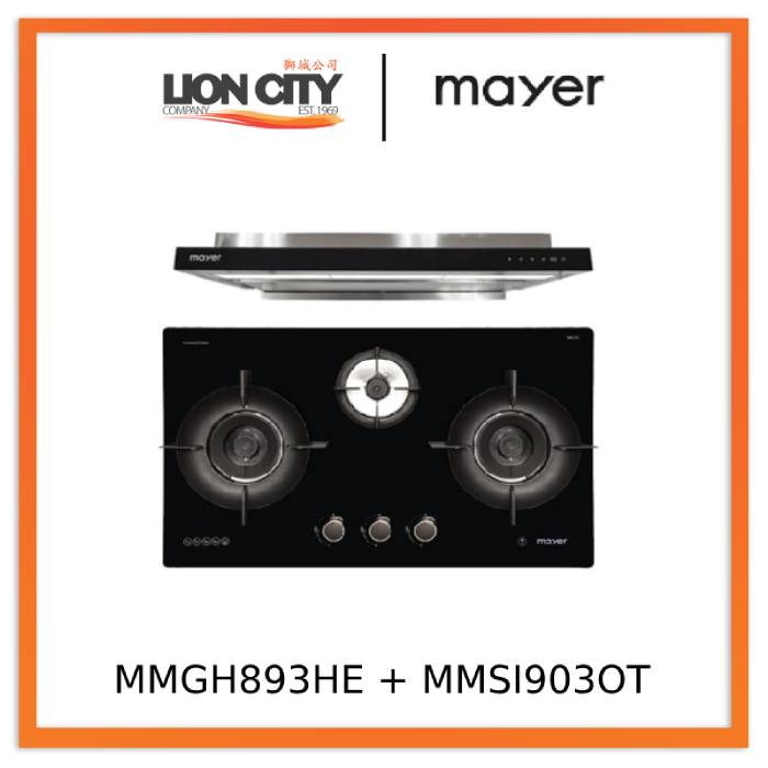 Mayer MMGH893HE 86cm 3 Burner Gas Hob + MMSI903OT Cm Semi-integrated H ...