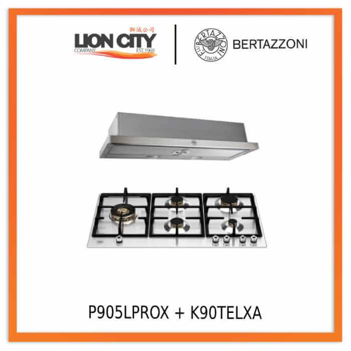Bertazzoni P905LPROX 90cm Gas Hob + K90TELXA Telescopic Hood - Lion ...