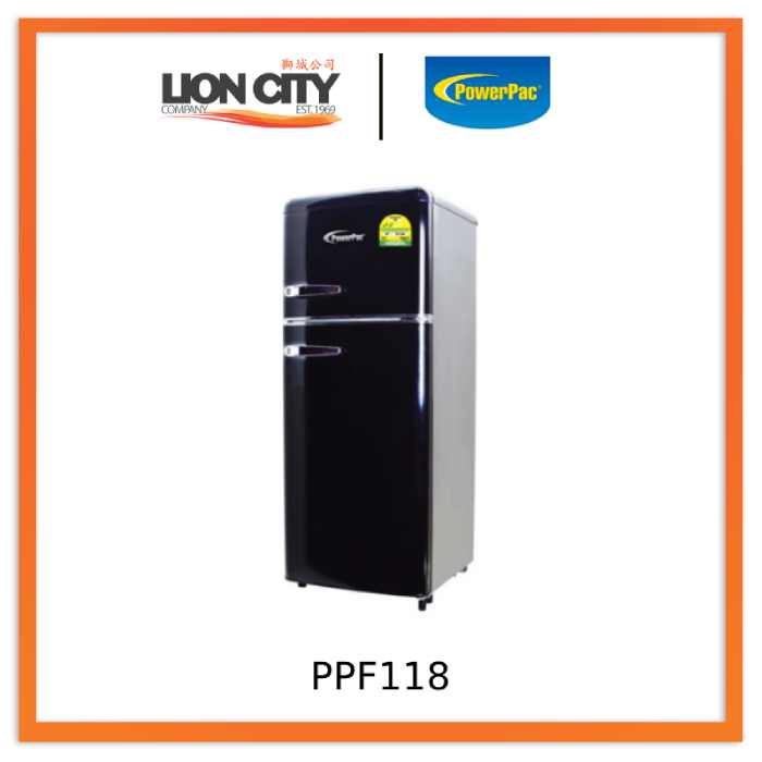 PowerPac PPF118 Black/Red/Lvory Mini Fridge Retro Fridge 2-Door 114L ...