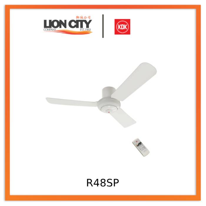 KDK R48SP White/Silver 120cm Remote Controlled Ceiling Fan - Lion City ...