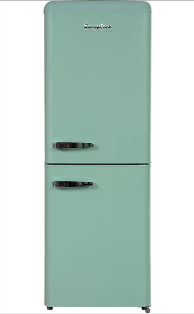 Europace ER 7178A Retro 2-Door Refrigerator in Light Green / Ivory Whi ...