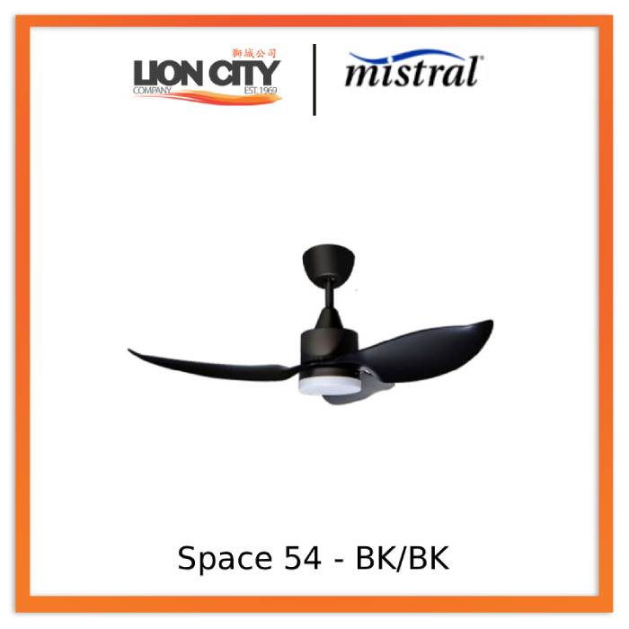 Mistral Space 54-BK/WH/"WD/WH"/"WD/GY" 54” Ceiling Fan - Lion City Company