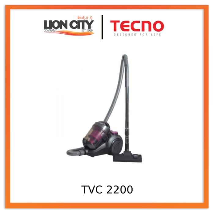 Tecno Uno TVC 2200 Cyclonic Bagless Vacuum Black w/ Grey Trim Purple A ...