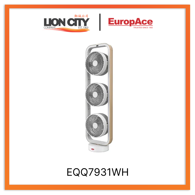 Europace EQQ7931WH 9” Trio Turbo Oscillating Fan - Lion City Company