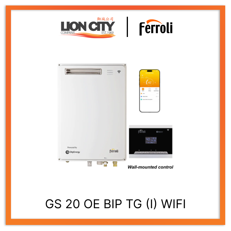 Ferroli GS 20 OE BIP TG (I) WIFI Gas Water Heater - Lion City Company