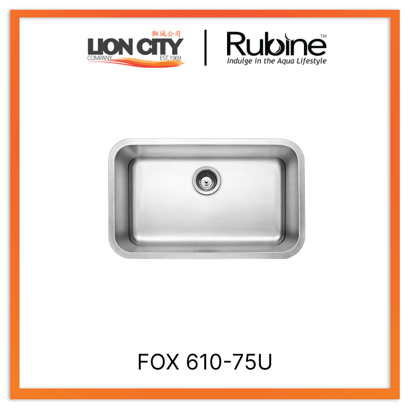 Rubine 1 Bowl Undermount Stainless Steel Kitchen Sink FOX 610-75U ...