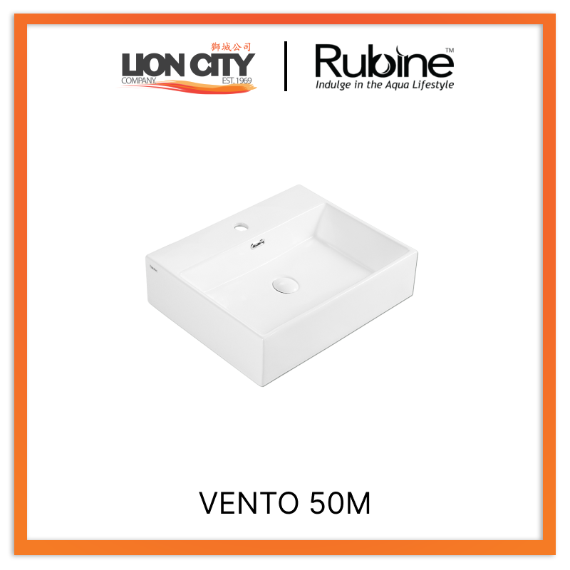 Rubine VENTO 50M Wall-Hung / Countertop Rectangular Ceramic Basin ...