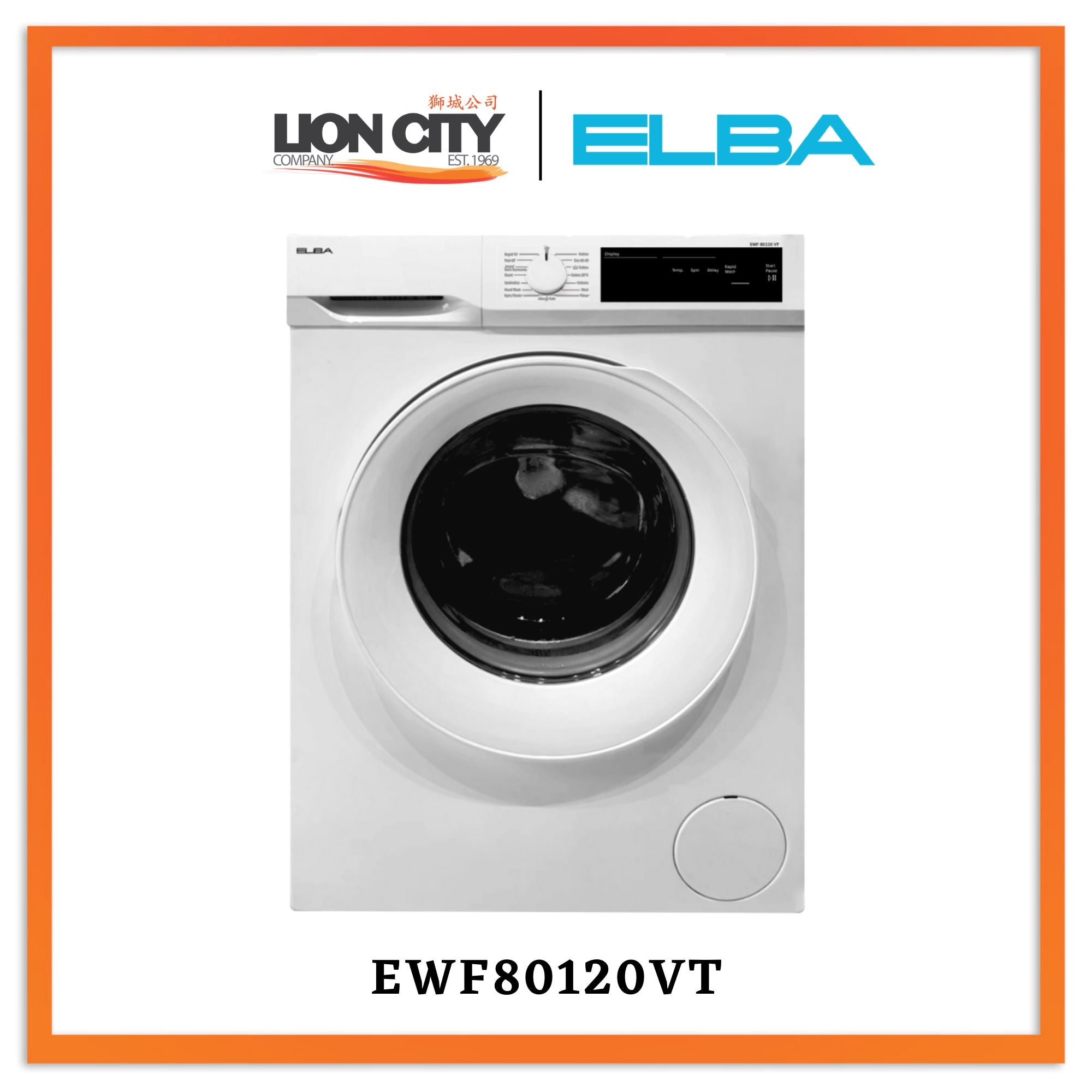 ELBA EWF 80120 VT 8KG Front Load Washer - Lion City Company