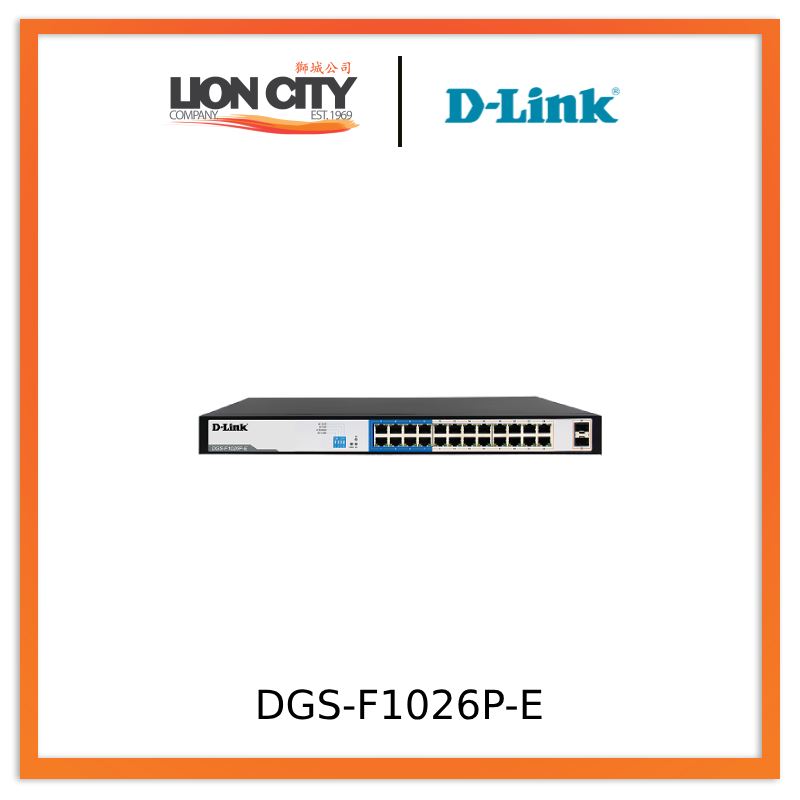 D-Link DGS-F1026P-E 250M 24-Port 1000Mbps PoE Switch with 2 SFP Ports ...