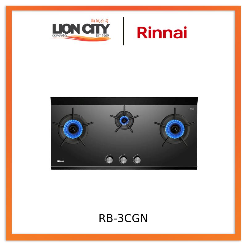 Rinnai RB-3CGN 3 Inner Burner Built-In Hob Schott Ceran Glass (Black) - Lion City Company
