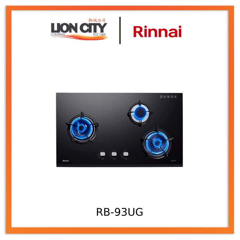 Rinnai RB-93UG 3 Burner Built-In Hob Schott Glass (black) Top Plate RB ...