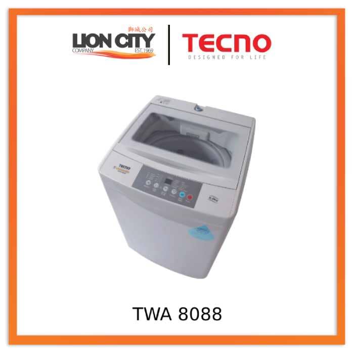 Tecno Uno TWA 8088 Washer Light Grey 8.0 kg, Full Auto - Lion City Company
