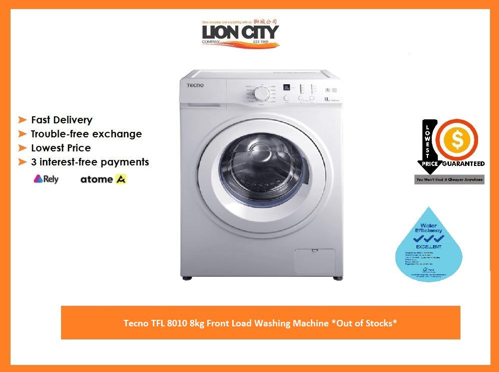 Tecno TFL 8010 8kg Front Load Washing Machine *Out of Stocks* - Lion ...