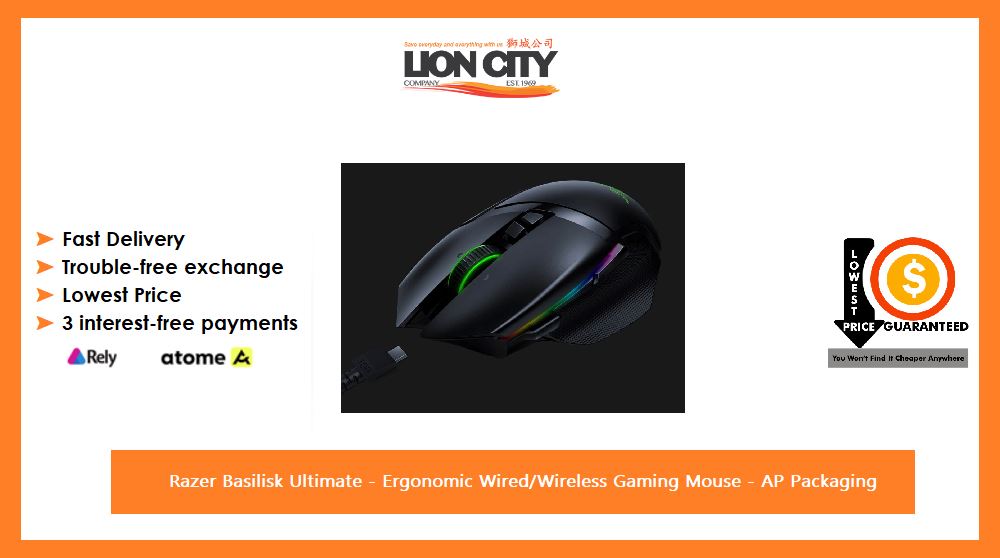 Razer Basilisk Ultimate - Ergonomic Wired/Wireless Gaming Mouse - AP P ...